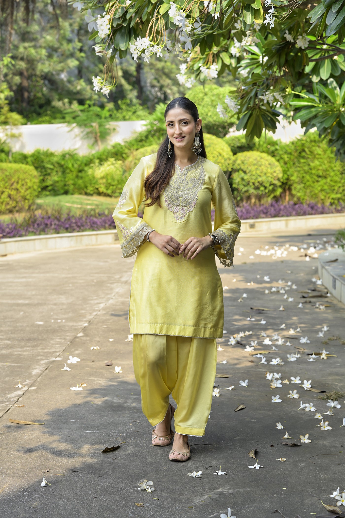 Ashira - Lemon Yellow Short Kurta With Dogri Salwar | Sheetal Batra