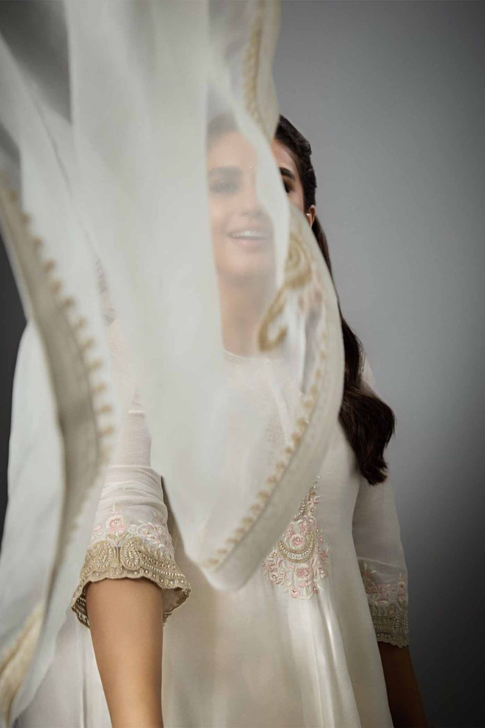 Huma Qureshi in Faria - Daisy Ivory Short Anarkali with Chooridaar and