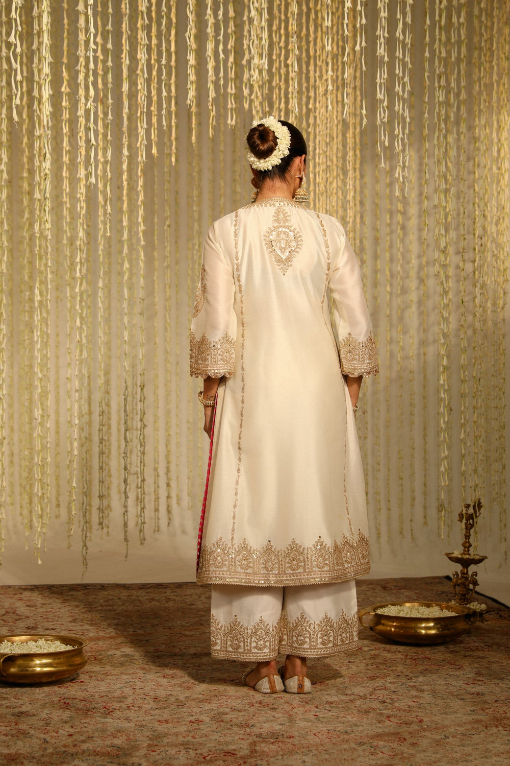 Tarini Bhatia In MAHIKA - DAISY IVORY LONG KURTA WITH PALAZZO AND DUPA