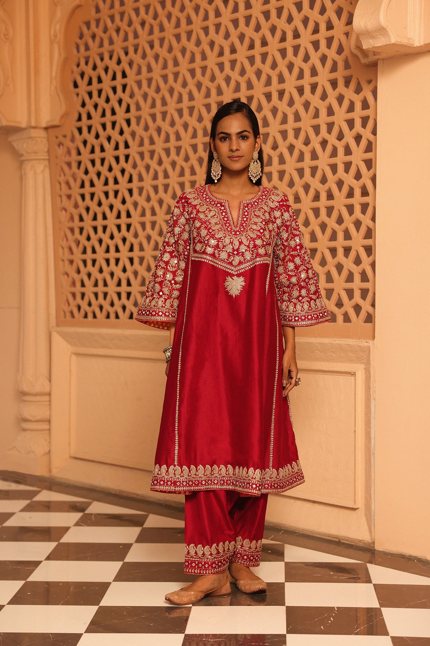 Aiman - Short Knee Length Choga with Salwar (RTS)