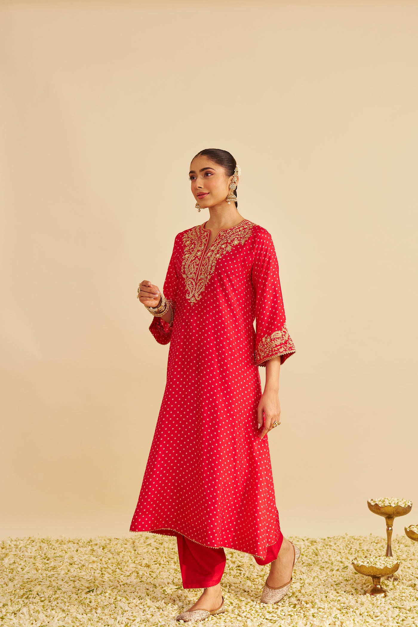 SHEZIA - RED LONG CHAUGA WITH SALWAR (RTS)
