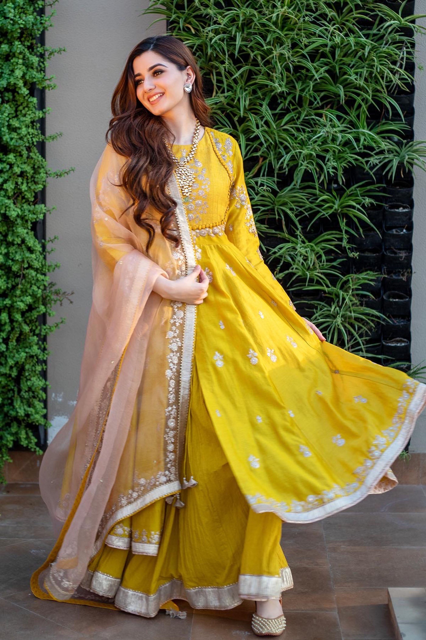 Mahima Chawla in Taarini - Glaze Mustard Tilla Embroidered Anarkali Se