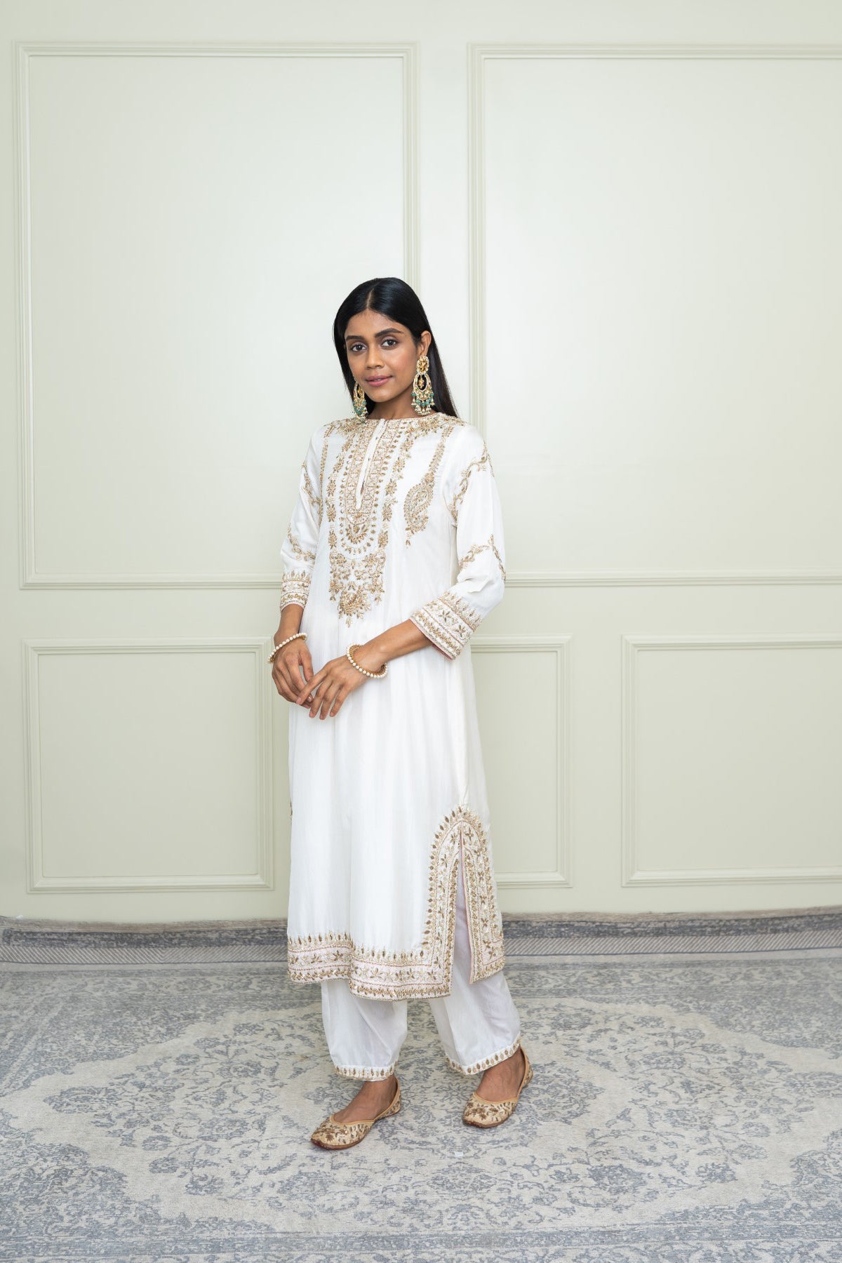 Aarini - Daisy Ivory A-line Kurta With Dogri Salwar | Sheetal Batra
