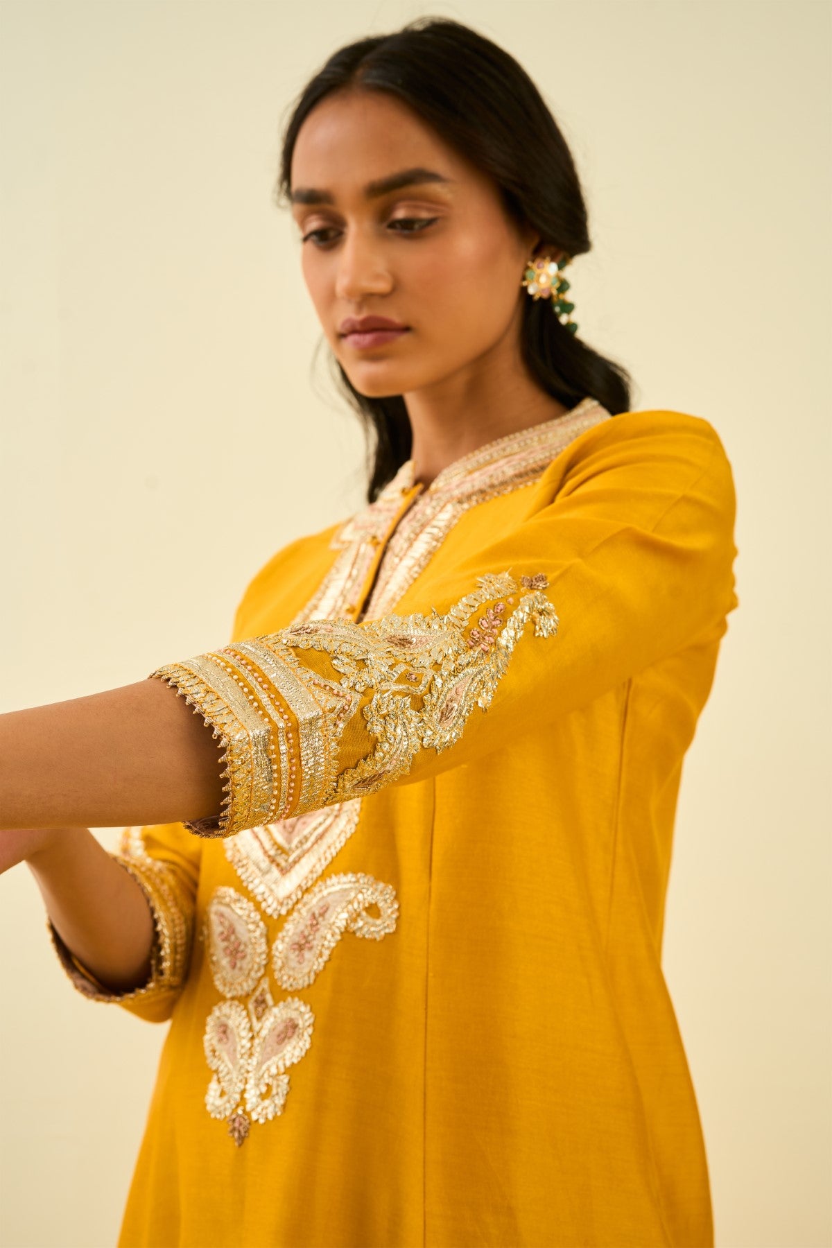 Shop Sadirah- Glaze Mustard With Rosepink | Sheetal Batra - Exquisite ...